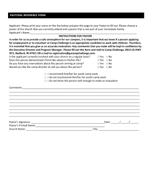 Fillable Online Pastoral reference - Fill Out and Sign Printable PDF ...