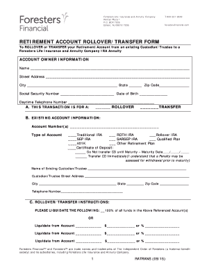 Fillable Online Foresters Life Insurance and Annuity Company Request ...