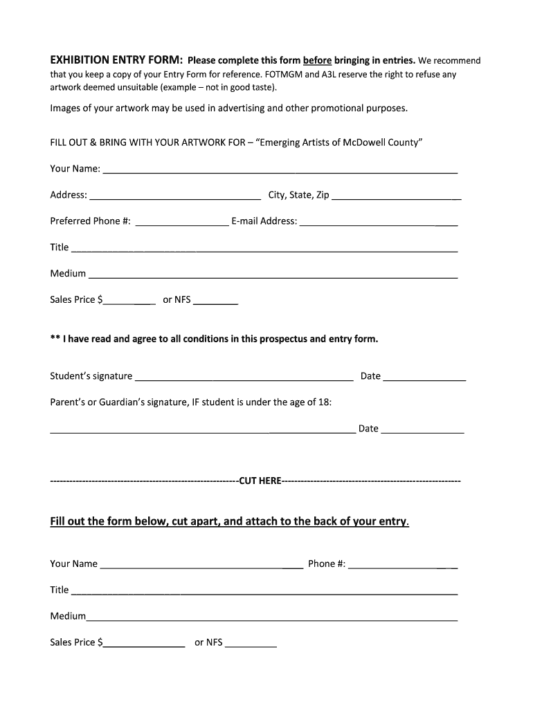Fillable Online Exhibition Form .pdf Fax Email Print - pdfFiller