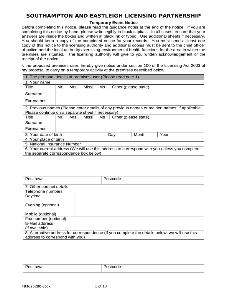 Temporary Event Notice Before completing this notice, please ... Doc ...