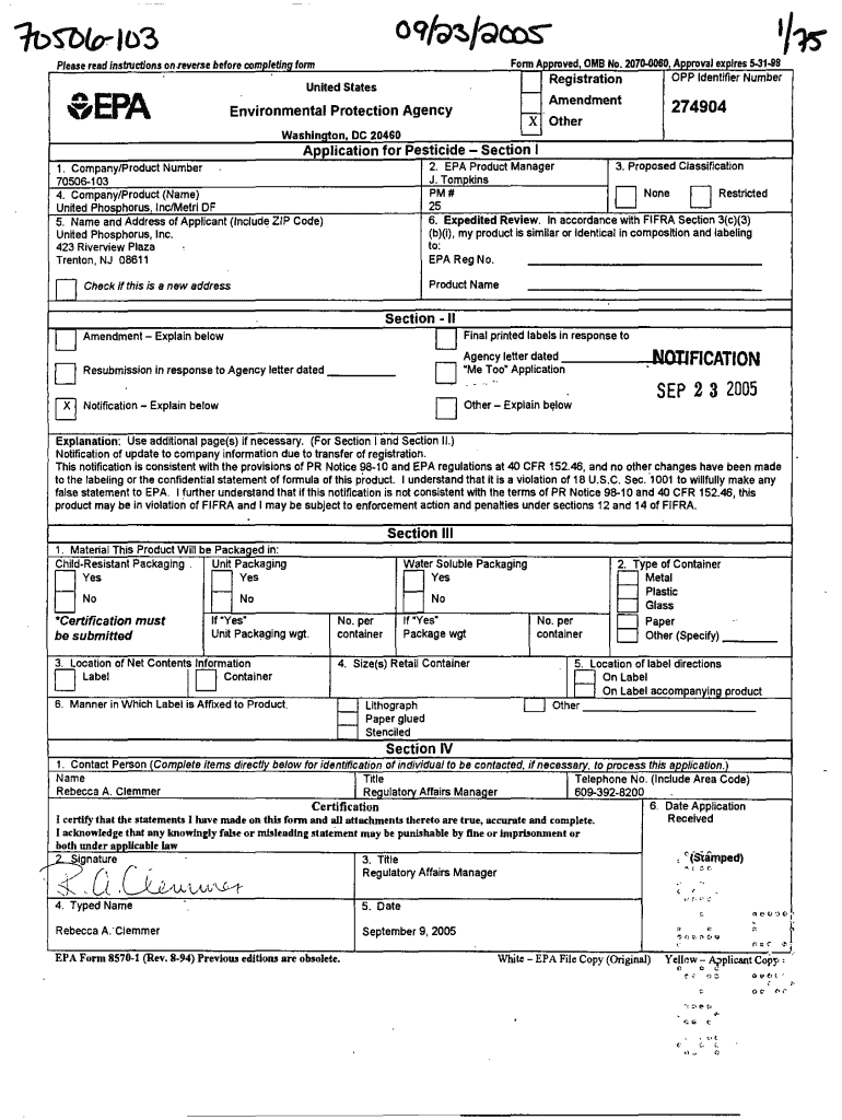 Fillable Online U.S. EPA, Pesticide Product Label, METRI DF, 09/23/2005 ...