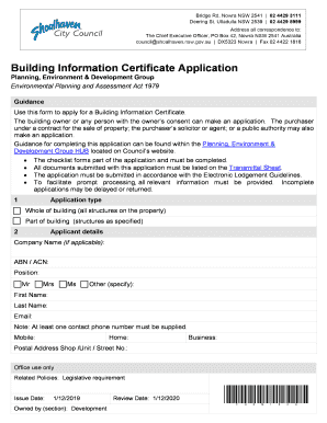 Fillable Online Building Information Certificate - Sutherland Shire ...