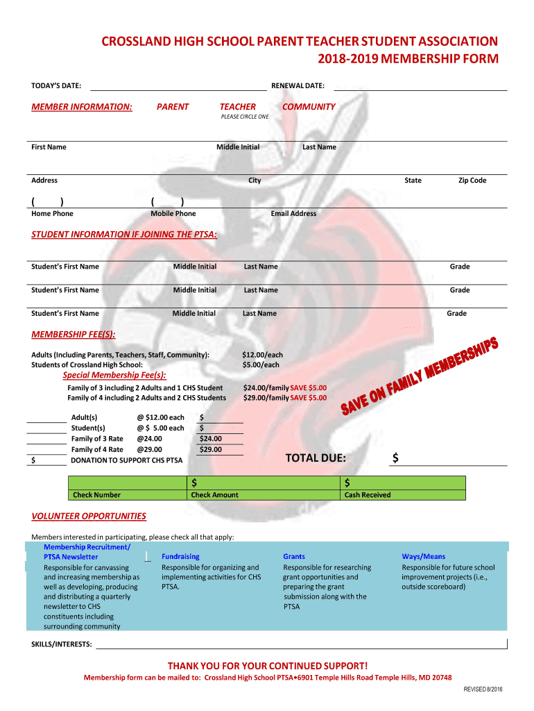 Fillable Online Parent Teacher Student Association - Fulton County ...