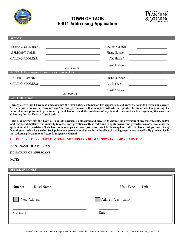 Fillable Online 911 Addressing and Blue Address Signs - Tioga County ...