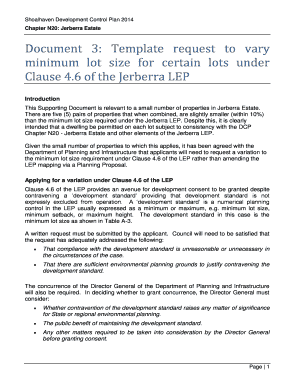 Fillable Online Document 3: Template request to vary minimum lot size ...