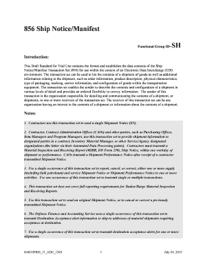 Fillable Online 856 Ship Notice/Manifest Functional Group ID SH Fax ...