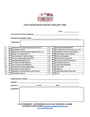 Fillable Online spokane county code enforcement complaint form - City ...