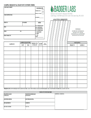 Fillable Online SAMPLE ANALYSIS REQUEST / CHAIN OF CUSTODY Fax Email ...