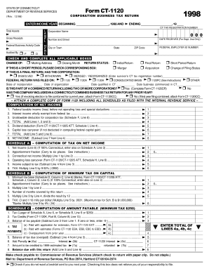 Fillable Online CT-1120, Corporation Business Tax Return. CT-1120 Fax ...