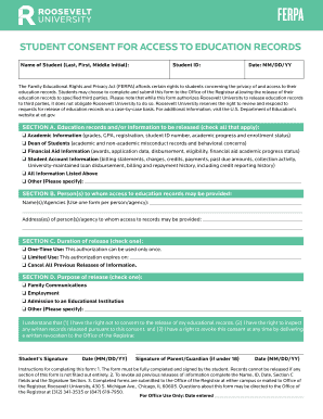 Fillable Online Student Consent for Access to Education Records form ...