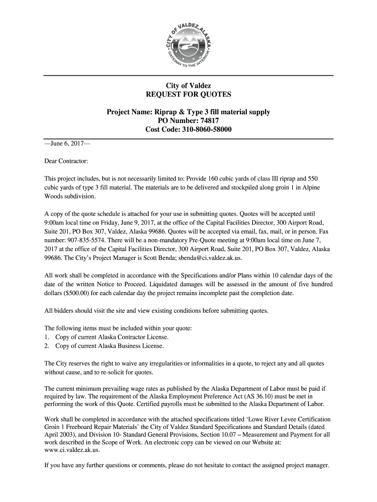 Fillable Online Sample Request for Quote Template - GSA Fax Email Print ...