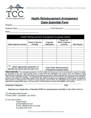 Fillable Online HRA Claim Submittal Form Fax Email Print - pdfFiller
