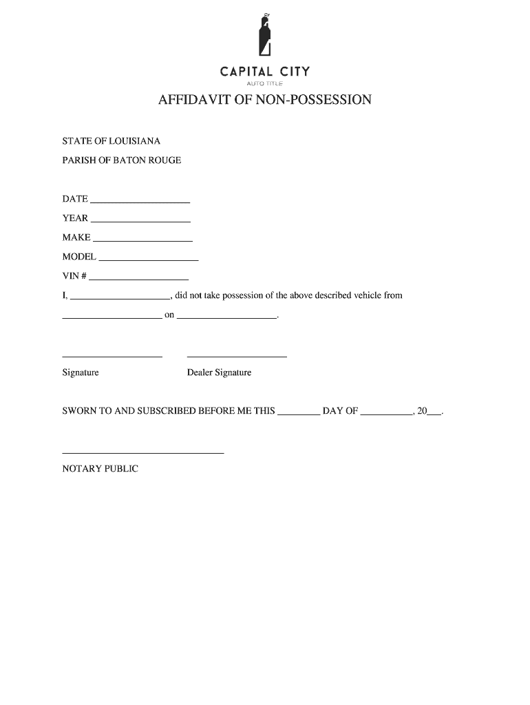 Non Possession - Fill Online, Printable, Fillable, Blank | pdfFiller