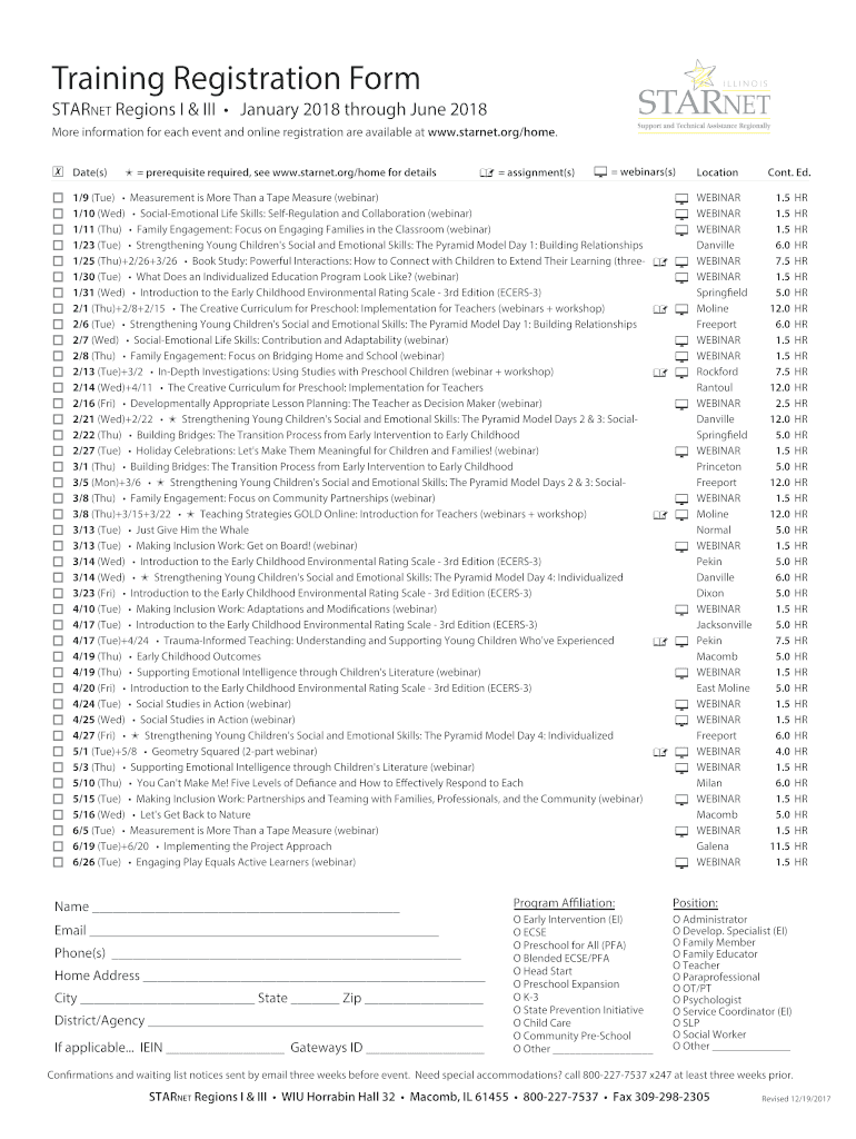 Fillable Online STARNET Regions I & III January 2018 through June 2018 ...