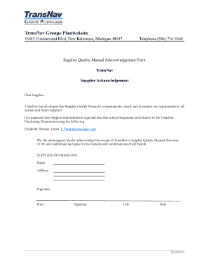 Fillable Online TN-D066F.0 Supplier Quality Manual Acknowledgement Form ...