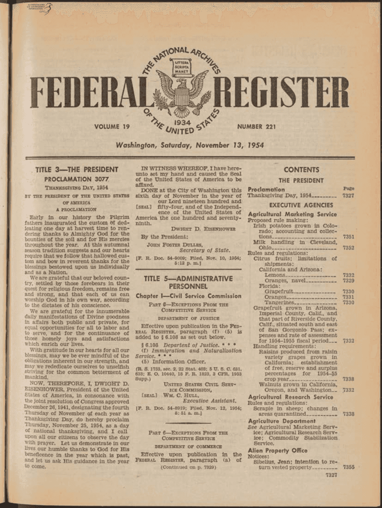 Fillable Online PROCLAMATION 3077 Fax Email Print - pdfFiller