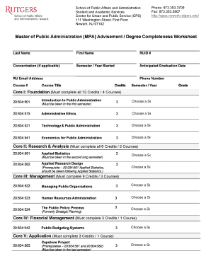Fillable Online MPA Advisement Form Fax Email Print - pdfFiller
