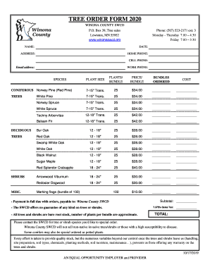 Fillable Online TREE ORDER FORM 2020 Fax Email Print - pdfFiller