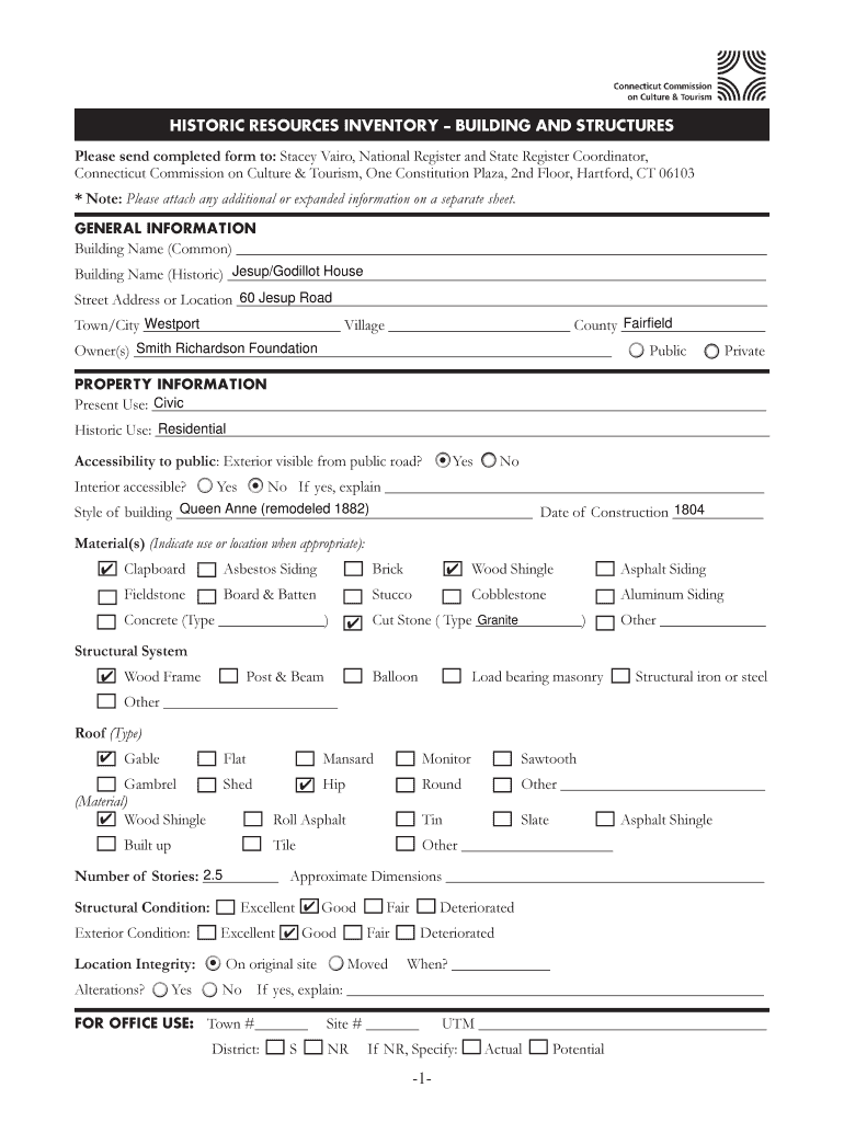 Fillable Online Jesup Road Historic Inventory Forms Fax Email Print ...