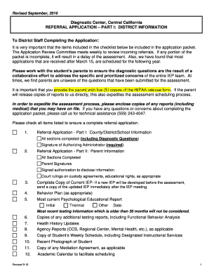 Fillable Online DCC Referral Application - Referral Process (Diagnostic ...