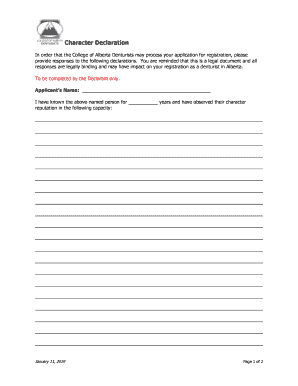 Fillable Online cad in1touch Character Declaration Fax Email Print ...