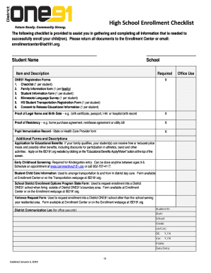 Fillable Online ENROLLMENT CHECKLIST: To enroll a student you must ...