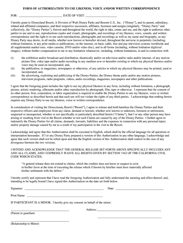 Fillable Online FORM OF AUTHORIZATION TO USE LIKENESS AND/OR VOICE Fax ...