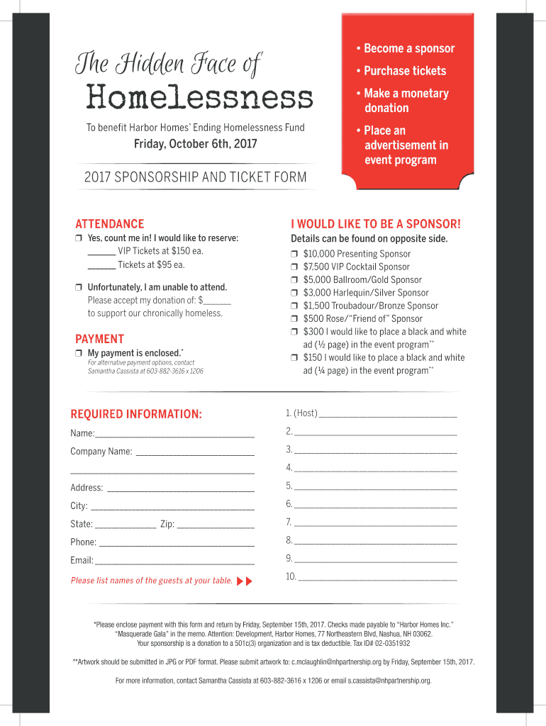 Fillable Online The Hidden Face of Become a sponsor Homelessness Fax Email Print - pdfFiller