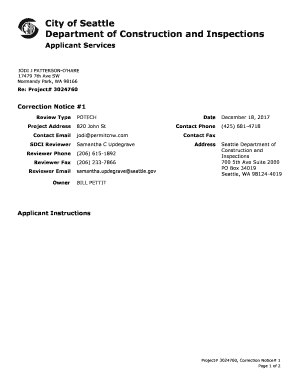 Fillable Online Focused Plan Review. Correction Letter Fax Email Print ...