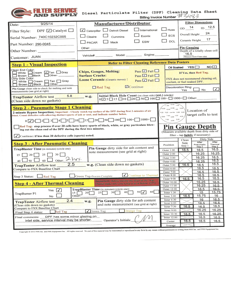 Fsx Dpf Cleaning Sheet - Fill Online, Printable, Fillable, Blank ...