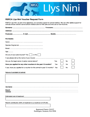 Fillable Online rspca-llysnini org RSPCA Llys Nini Voucher Request Form ...