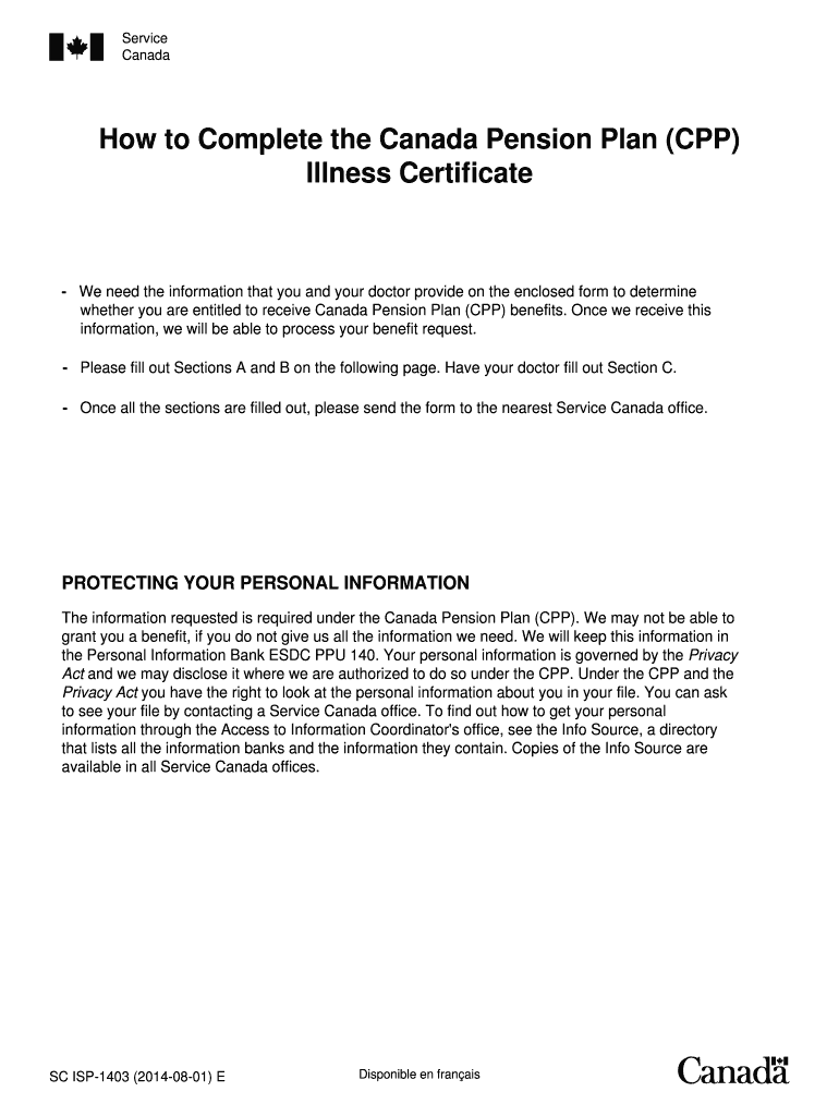 Fillable Online How to Complete the Canada Pension Plan (CPP) Illness ...