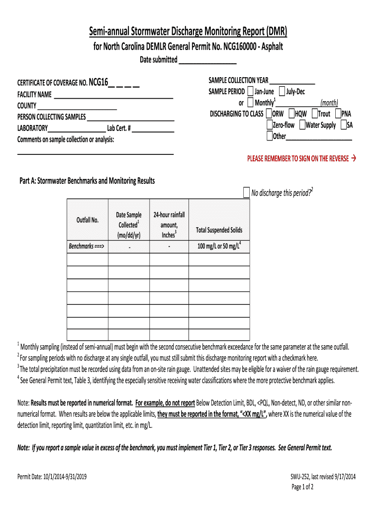 Fillable Online Semi-annual Stormwater Discharge Monitoring Report (DMR ...