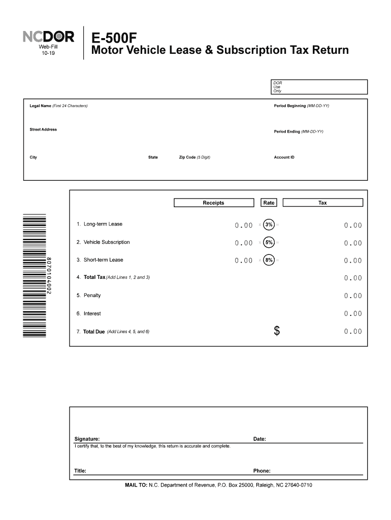 Fillable Online Motor Vehicle Lease & Subscription Tax Return Fax Email ...