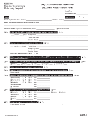 Fillable Online Betty Lou Ourisman Breast Health Center BREAST MRI PATIENT ... Fax Email Print ...