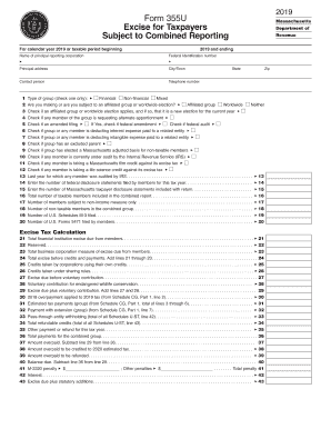 Fillable Online Form 355U Excise for Taxpayers Subject to ... - Mass ...