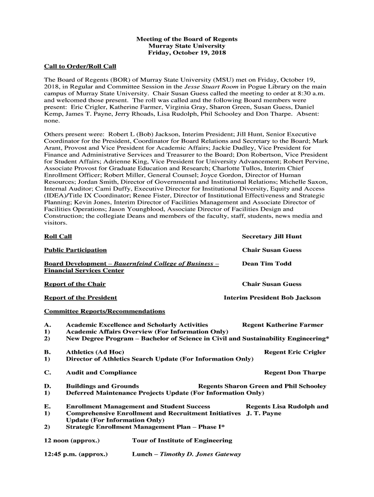 Fillable Online an Effective Board - murraystate.edu Fax Email Print - pdfFiller