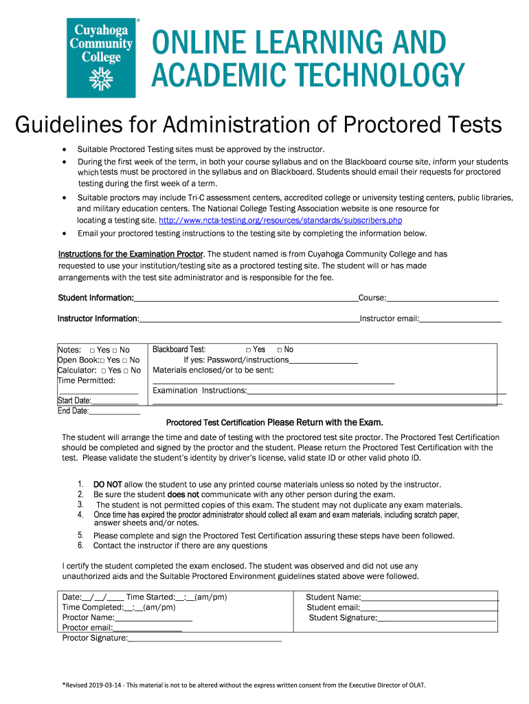 Fillable Online Faculty Proctoring Guidelines.docx Fax Email Print - pdfFiller