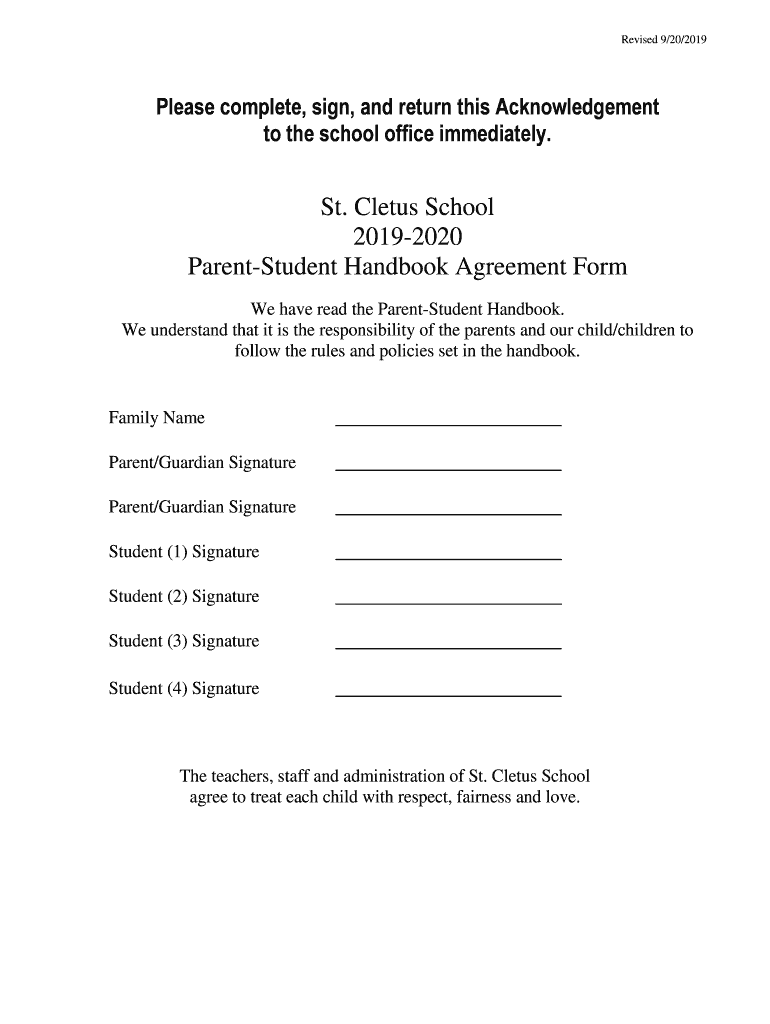 Fillable Online AKNOWLEDGMENT FORM FOR THE HANDBOOK PLEASE SIGN AND ...