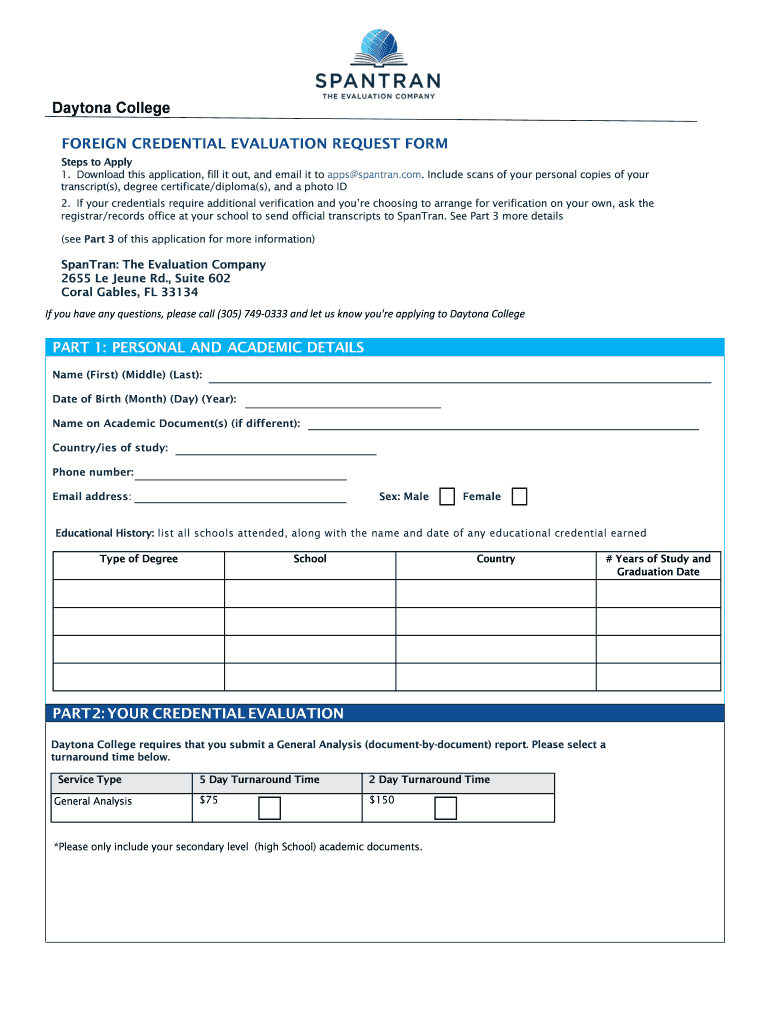 Fillable Online spantran pdf SpanTran Evaluation Services Fax Email ...