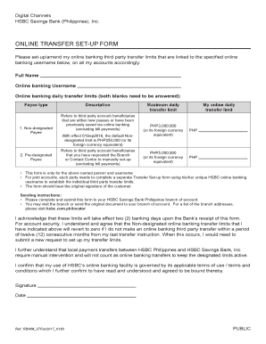 Fillable Online Online Transfer Set-up Form - HSBC Savings Bank Fax ...