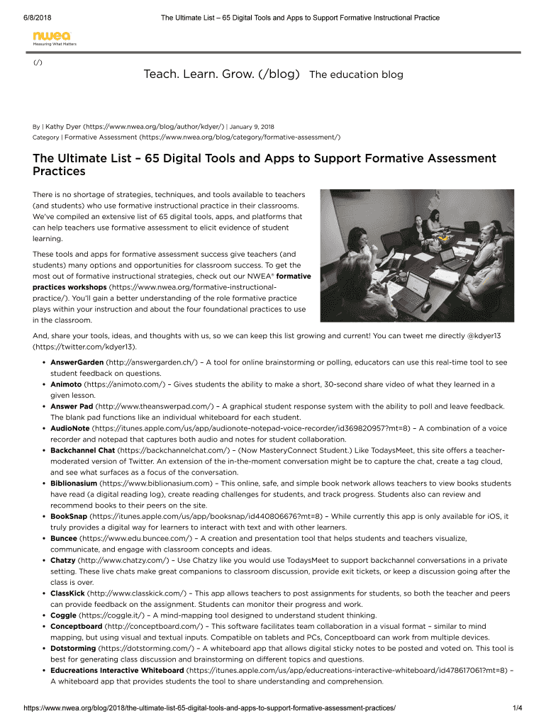 Fillable Online 65 Digital Tools and Apps to Support Formative ...