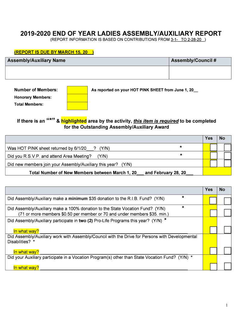 Fillable Online OUTSTANDING LADIES AUXILIARY REPORT Fax Email Print ...