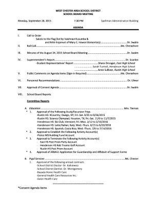 Fillable Online Consent Agenda Items I. II. III. IV. V. VI. VII. - West ...