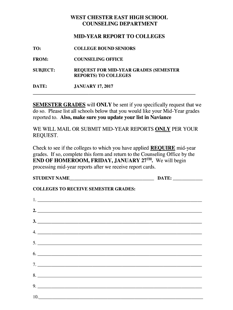 Fillable Online west chester east high school - West Chester Area School ... Fax Email Print ...