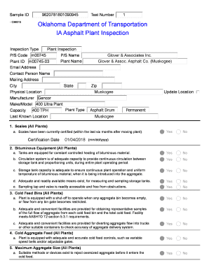 Fillable Online IA Asphalt Plant Inspection Fax Email Print - pdfFiller