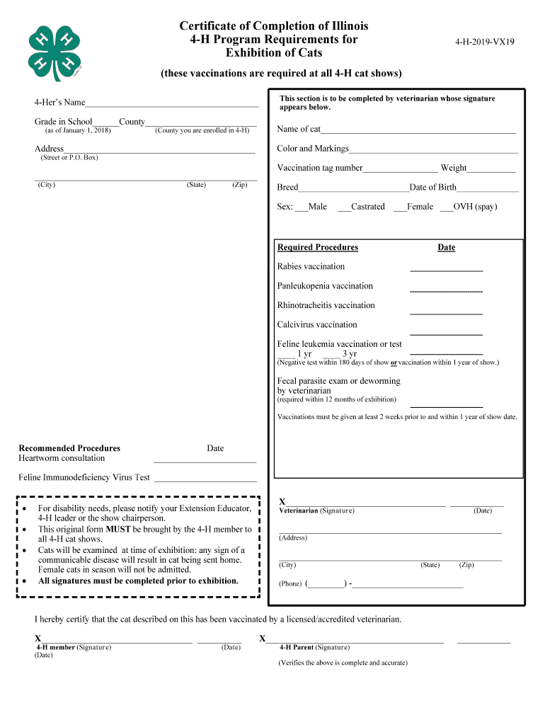 Fillable Online extension illinois Certificate of Completion of ...