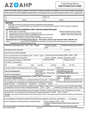 Fillable Online Directions for completion of the Practitioner Data Form (PDF) Fax Email Print ...