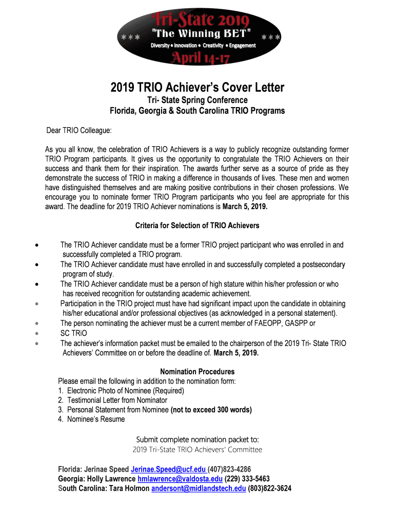 Fillable Online Florida, Georgia & South Carolina TRIO Programs Fax ...