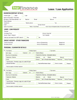 Fillable Online BSPF Lease Loan Application Form Fax Email Print ...